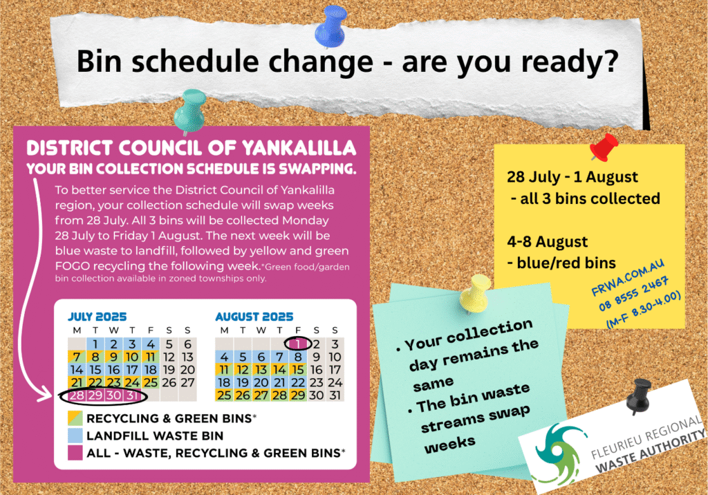District Council of Yankalilla bin schedule changes - FRWA
